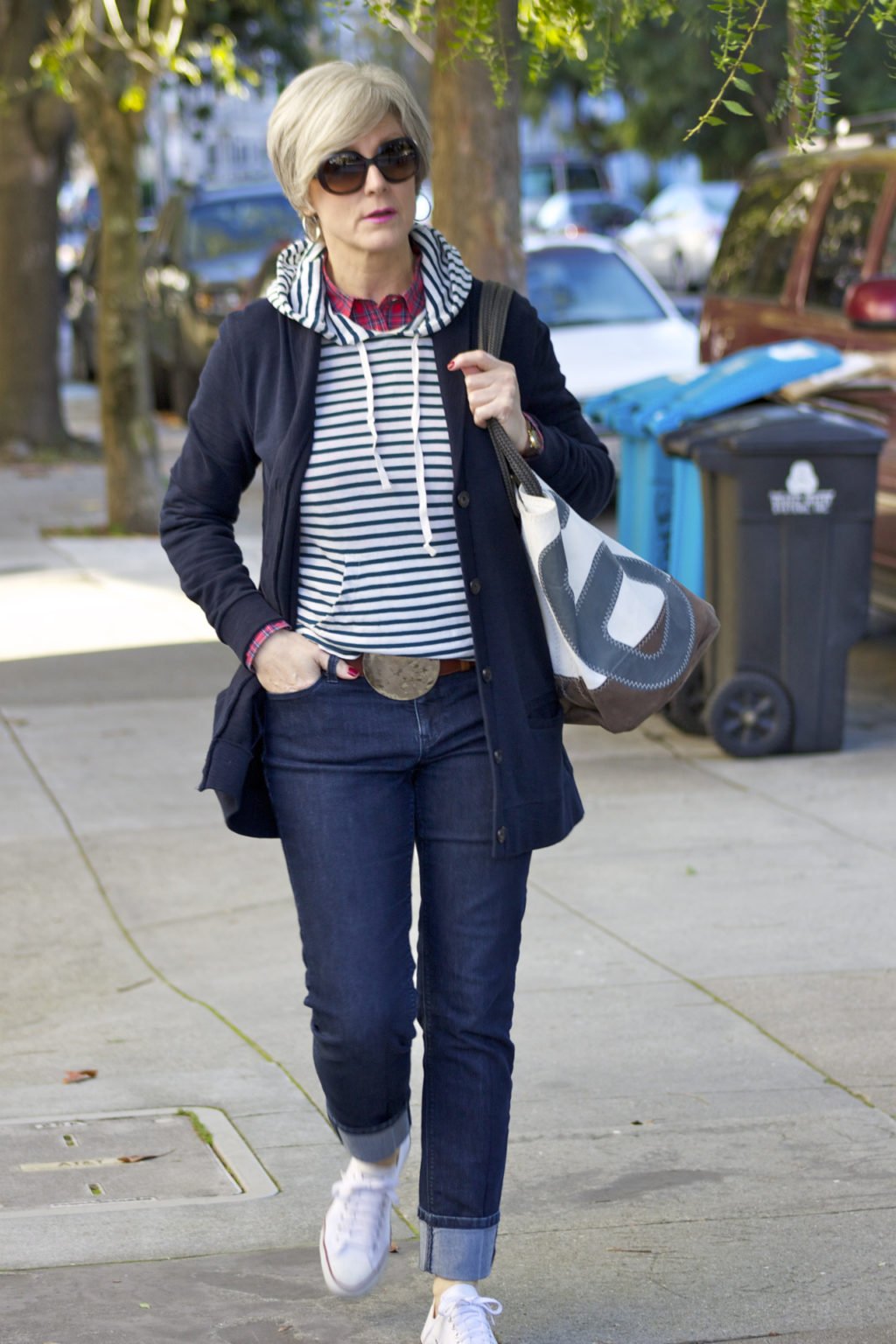 Timeless classics: stripes, plaids, and blue jeans. A classic wardrobe.