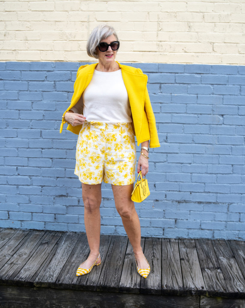 A summer jacket and shorts: wearing yellow bold and beautifully