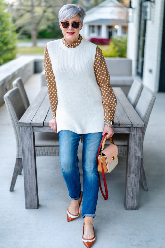 sweater vest on trend for Spring 2021 - Style at a Certain Age