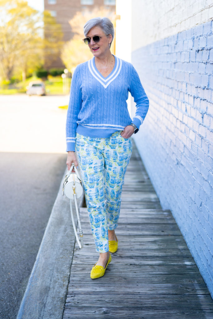 preppy style floral jeans - Style at a Certain Age