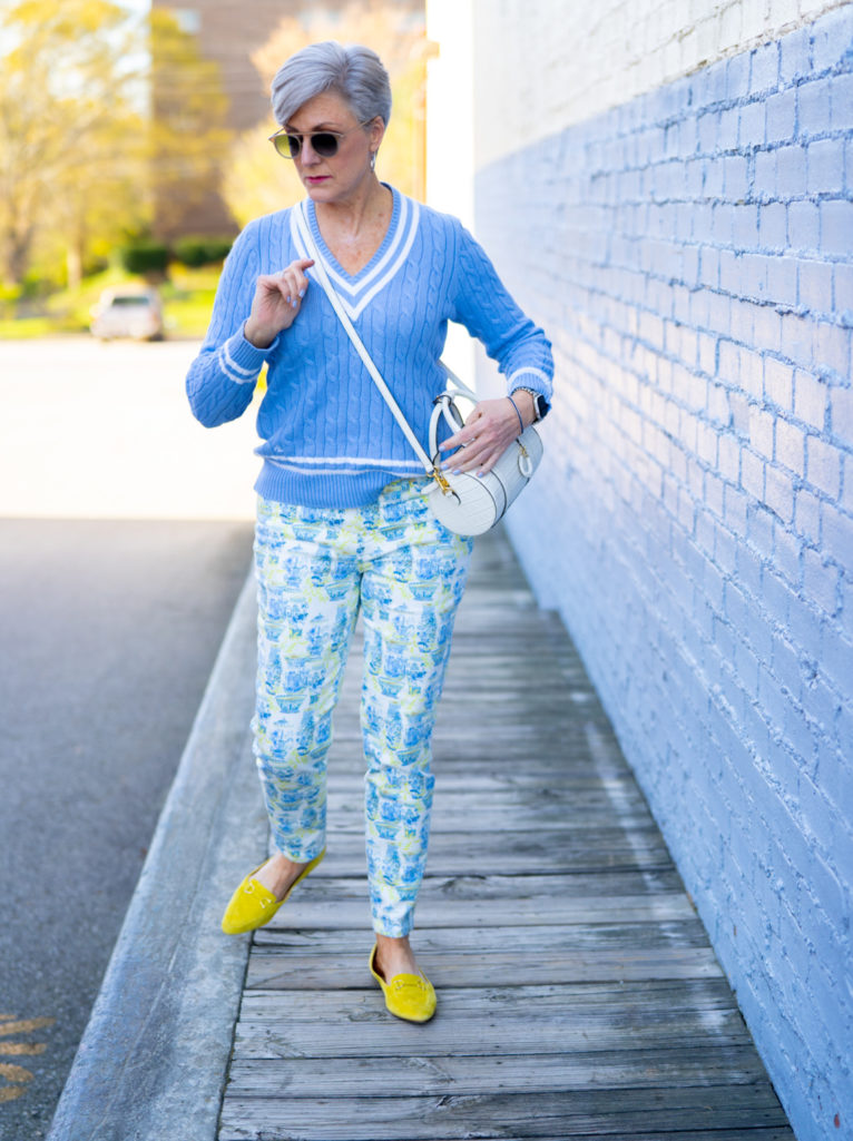 preppy style floral jeans - Style at a Certain Age