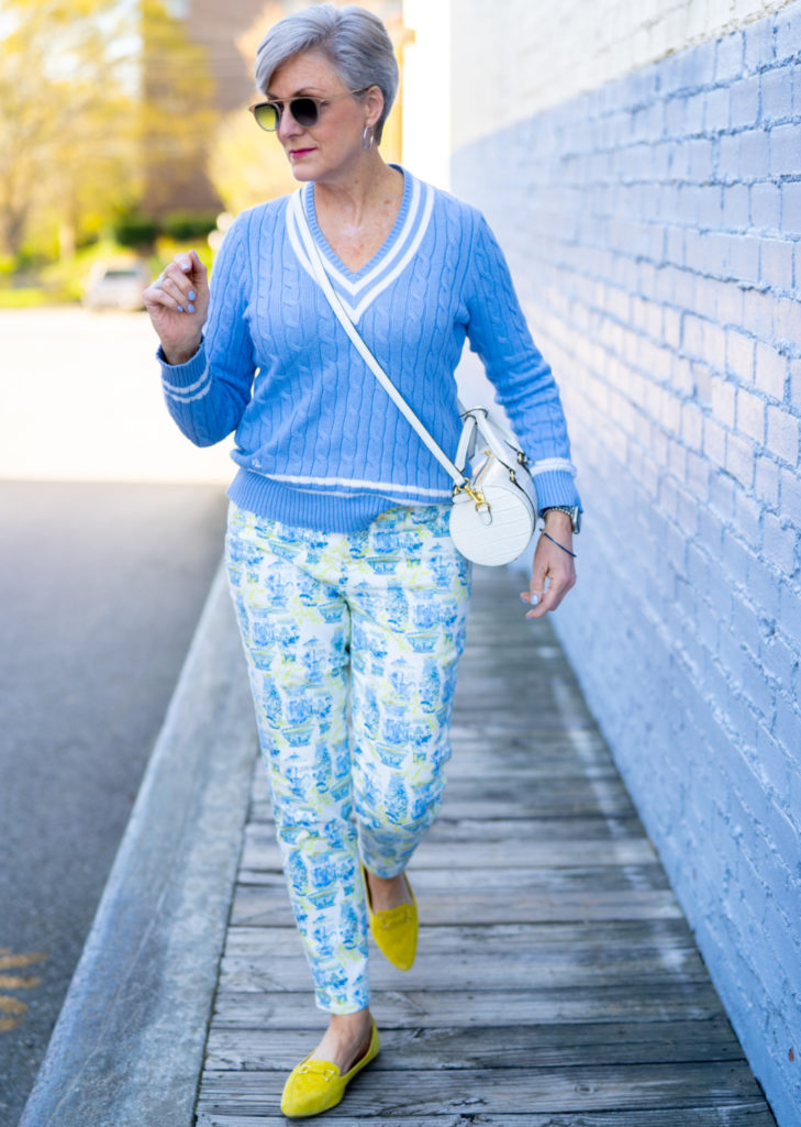 preppy style floral jeans - Style at a Certain Age